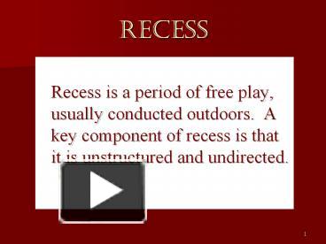 RECESS presentation | free to view