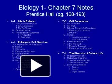 Biology 1- Chapter 7 Notes Prentice Hall (pg. 168-193) presentation ...