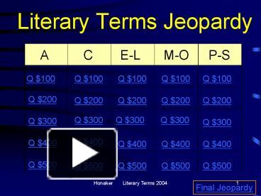 PPT – Literary Terms Jeopardy PowerPoint presentation | free to view ...