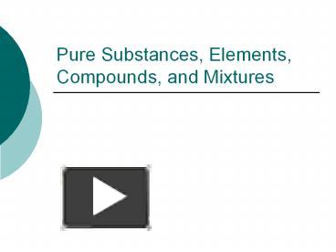 PPT – Pure Substances, Elements, Compounds, and Mixtures PowerPoint ...
