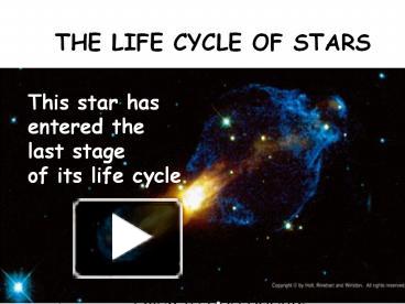 THE LIFE CYCLE OF STARS presentation | free to view
