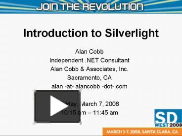 Introduction to Silverlight presentation | free to view