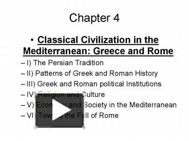 Classical Civilization in the Mediterranean: Greece and Rome ...