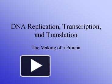 DNA Replication, Transcription, and Translation presentation | free to view