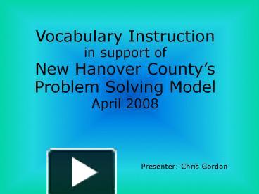 PPT – Vocabulary Instruction PowerPoint presentation | free to view ...