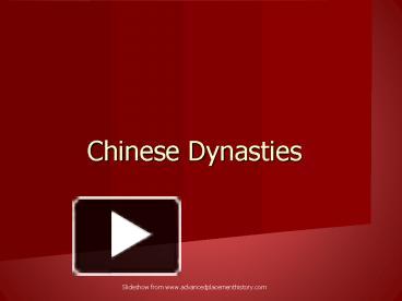 Chinese Dynasties presentation | free to view