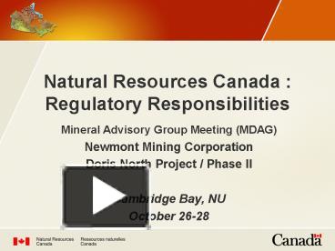 PPT – Natural Resources Canada : Regulatory Responsibilities PowerPoint ...