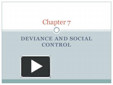 PPT – DEVIANCE AND SOCIAL CONTROL PowerPoint presentation | free to ...