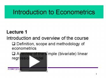 Introduction to Econometrics presentation | free to view