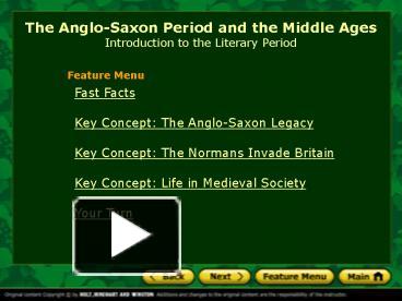 The Anglo-Saxon Period and the Middle Ages Introduction to the Literary ...