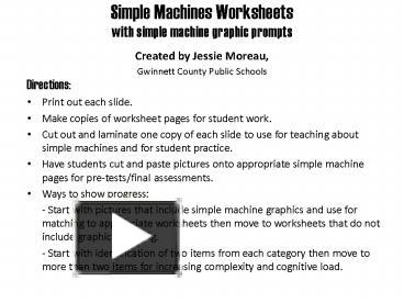 Simple Machines Worksheets with simple machine graphic prompts Created ...