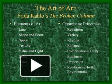 The Art of Art: Frida Kahlo presentation | free to view