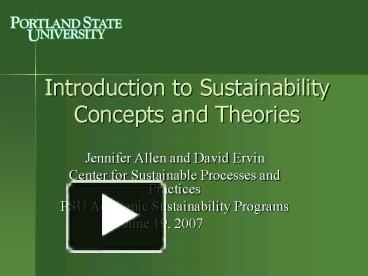 Introduction to Sustainability Concepts and Theories presentation ...