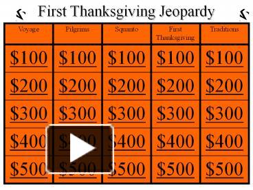 PPT – First Thanksgiving Jeopardy PowerPoint presentation | free to ...