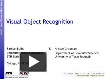 PPT – Visual Object Recognition Tutorial PowerPoint presentation | free to download - id: 3fe575 ...