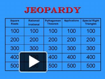 PPT – Jeopardy PowerPoint presentation | free to download - id: 403830 ...