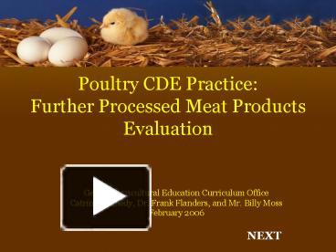 PPT – Poultry CDE Practice: Further Processed Meat Products Evaluation PowerPoint presentation ...