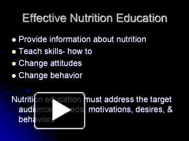 Effective Nutrition Education presentation | free to view