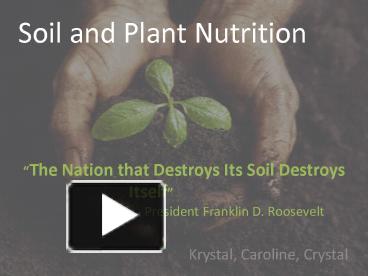 Soil and Plant Nutrition presentation | free to view