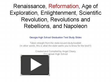 PPT – Renaissance, Reformation, Age of Exploration, Enlightenment ...