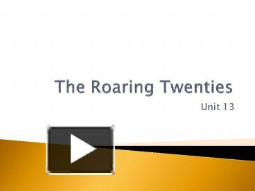 PPT – The Roaring Twenties PowerPoint presentation | free to download ...