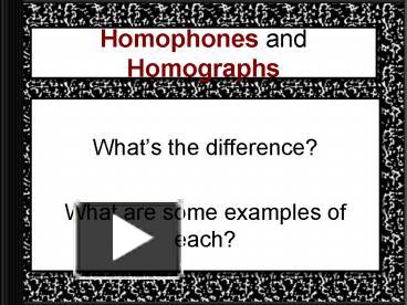 Homophones and Homographs presentation | free to view