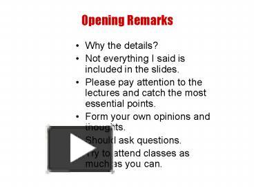 PPT – Opening Remarks PowerPoint presentation | free to download - id: 410dc8-N2NmM