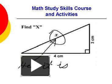 Math Study Skills Course and Activities presentation | free to view