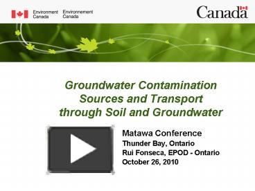 Groundwater Contamination Sources and Transport through Soil and ...