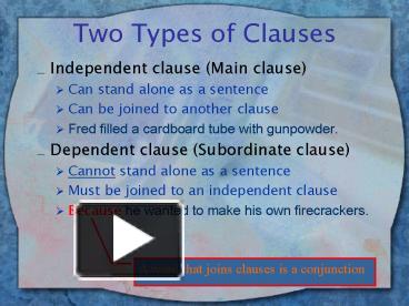 PPT – Two Types of Clauses PowerPoint presentation | free to download ...