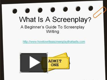 How To Write A Screenplay presentation | free to download