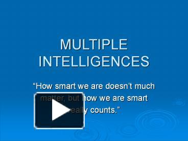 MULTIPLE INTELLIGENCES presentation | free to download