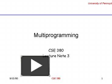 PPT – Multiprogramming PowerPoint presentation | free to download - id: 41d3da-YjYyZ