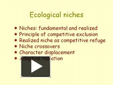 Ecological niches presentation | free to download