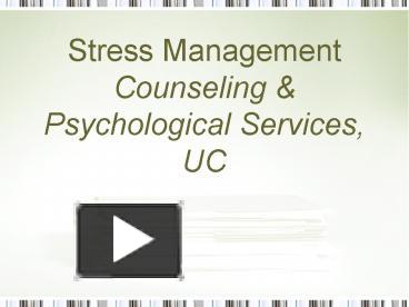 Stress Management Counseling presentation | free to download