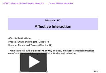 Advanced HCI Affective Interaction presentation | free to view