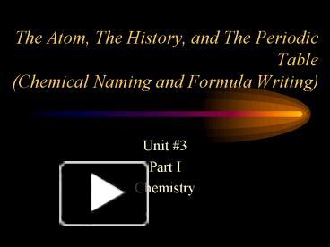 PPT – The Atom, The History, and The Periodic Table (Chemical Naming ...