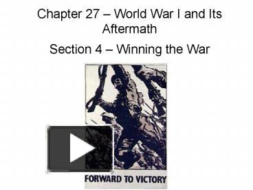 PPT – Chapter 27 World War I and Its Aftermath PowerPoint presentation ...