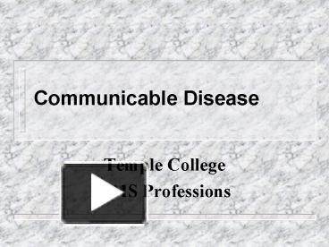 Communicable Disease presentation | free to view