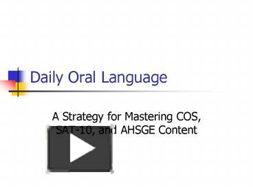 Daily Oral Language presentation | free to view