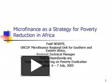 Microfinance as a Strategy for Poverty Reduction in Africa presentation ...