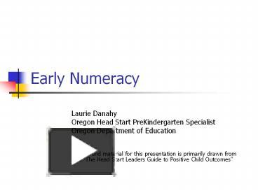 Early Numeracy presentation | free to download