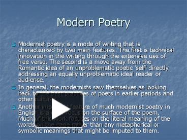 Modern Poetry presentation | free to view