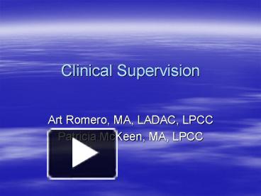Clinical Supervision presentation | free to view