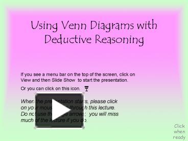 Using Venn Diagrams with Deductive Reasoning presentation | free to view