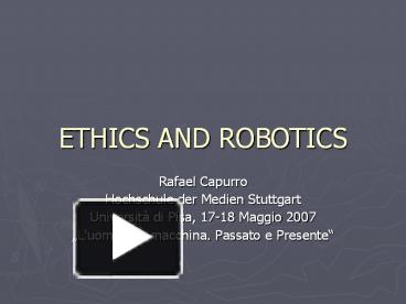 ETHICS AND ROBOTICS presentation | free to download