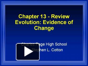 PPT – Chapter 13 - Review Evolution: Evidence of Change PowerPoint ...