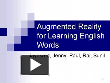 Augmented Reality for Learning English Words presentation | free to view