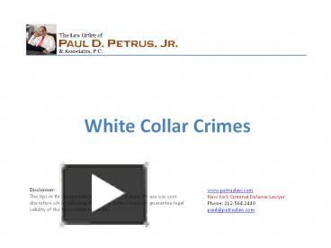 PPT – White Collar Crimes PowerPoint presentation | free to download ...