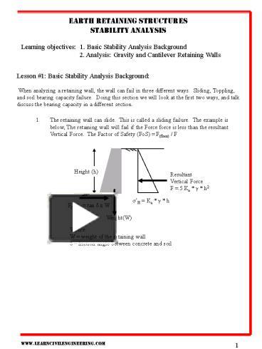 Earth retaining structures presentation | free to view